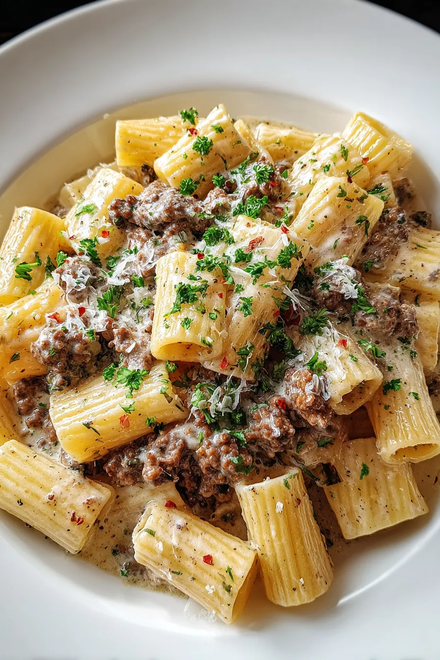 Creamy Parmesan Beef with Rigatoni – Tidy Recipes