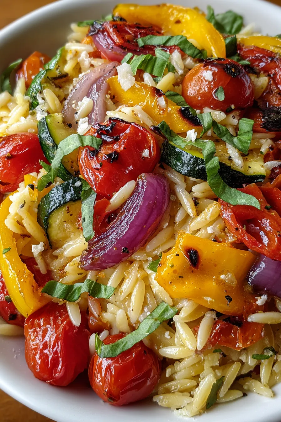 Roasted Vegetable Orzo – Tidy Recipes
