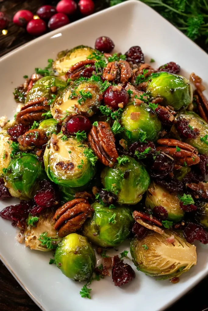 Brussels Sprouts with Bacon, Pecans, Cranberries, and Balsamic Glaze – Tidy Recipes