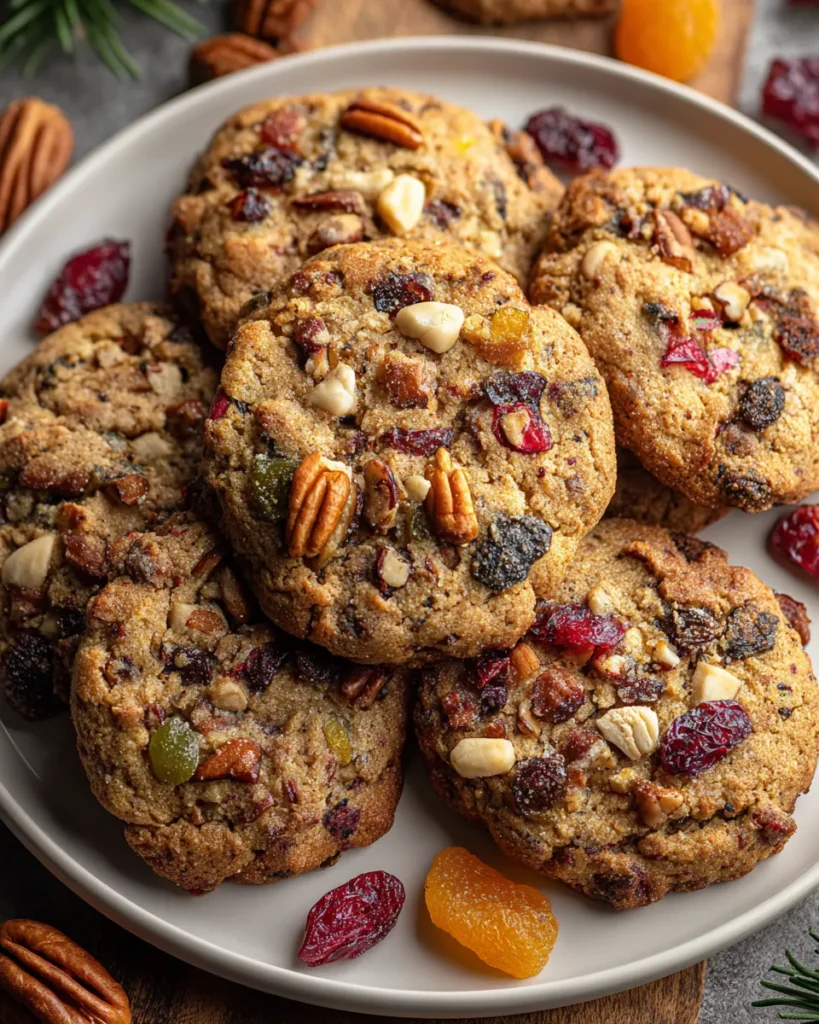 Festive Chewy Fruitcake Cookies with Spiced Nuts and Dried Fruits ...