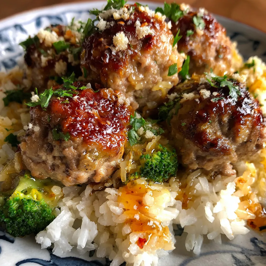 Honey Garlic Meatball Rice Bake – Tidy Recipes