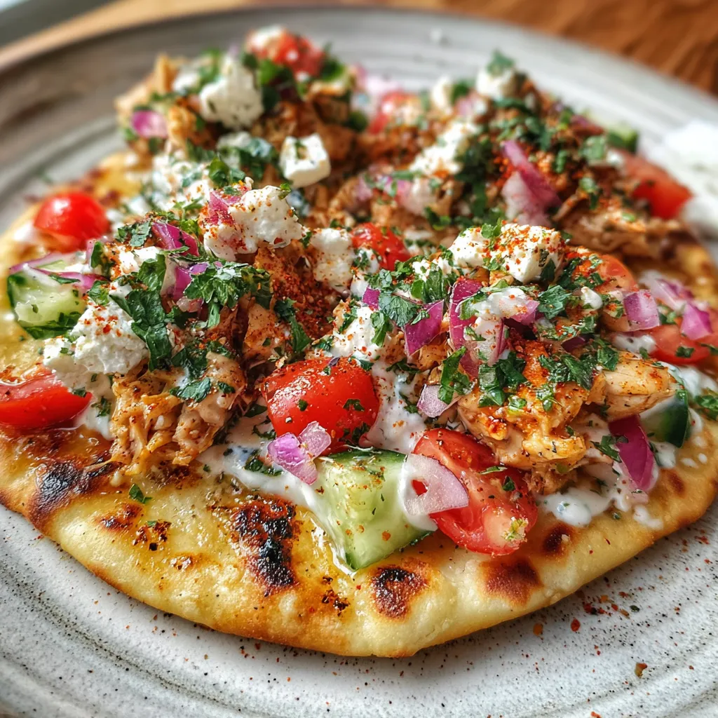 Greek Chicken Flatbread – Tidy Recipes