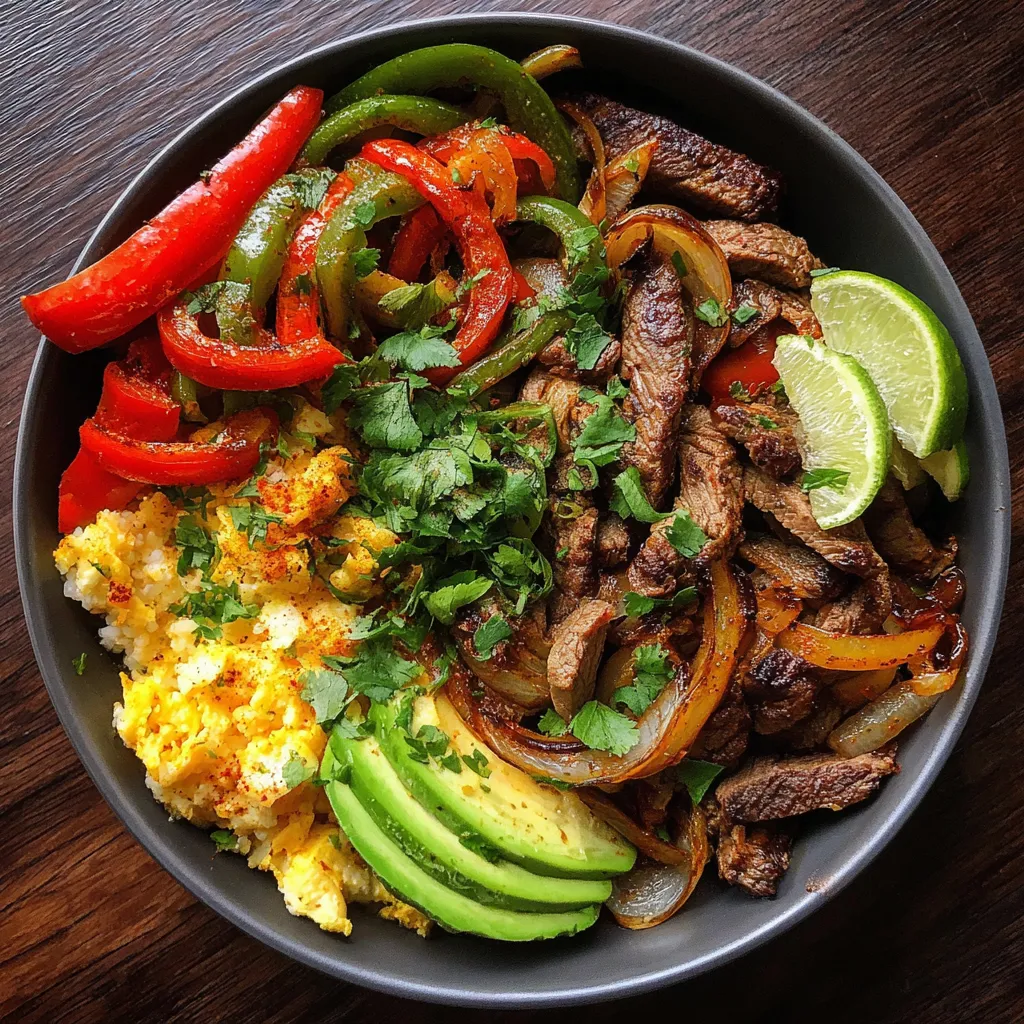 High Protein Low Carb Steak Fajita Bowl – Tidy Recipes